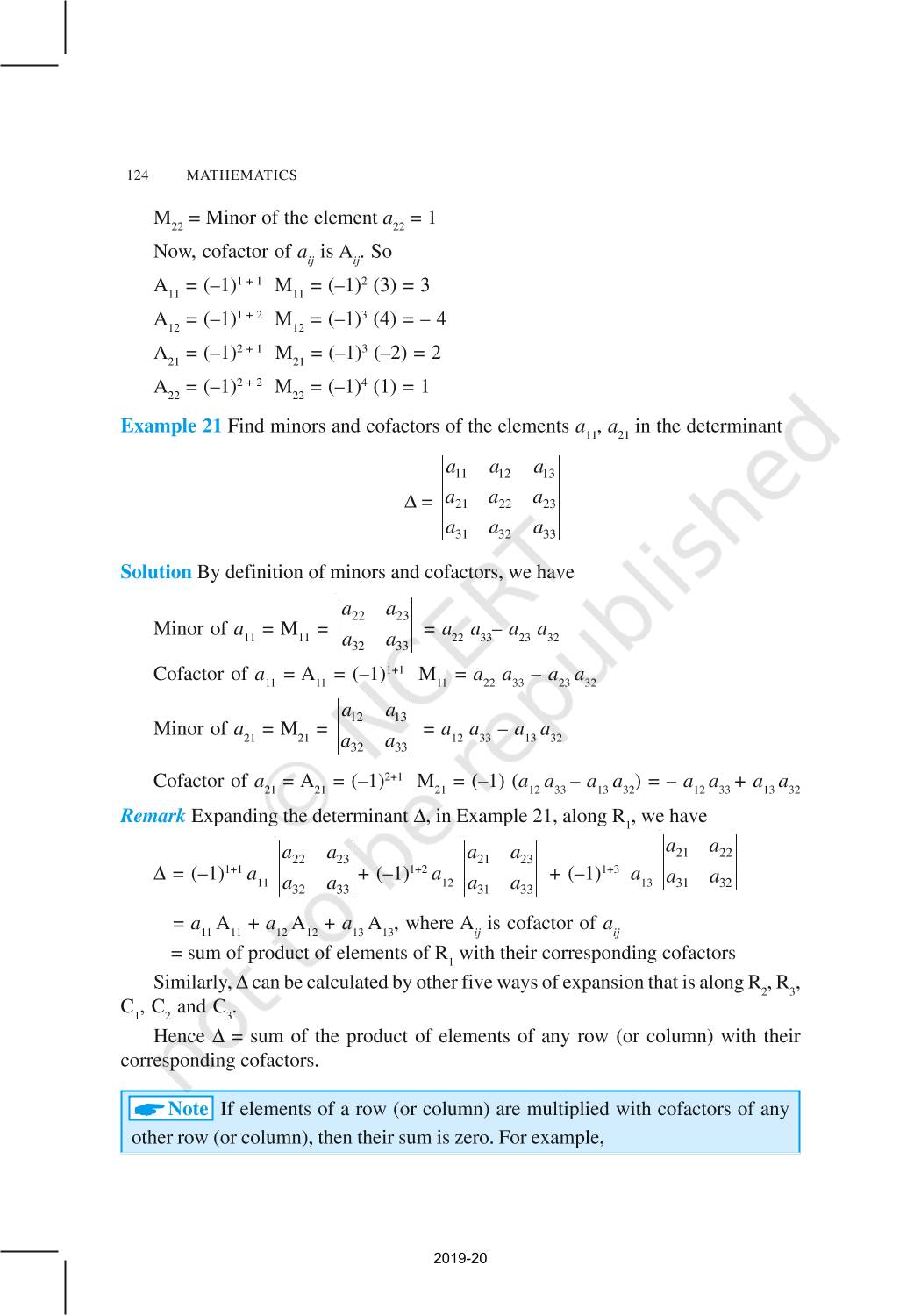 Determinants - NCERT Book of Class 12 Mathematics Part I